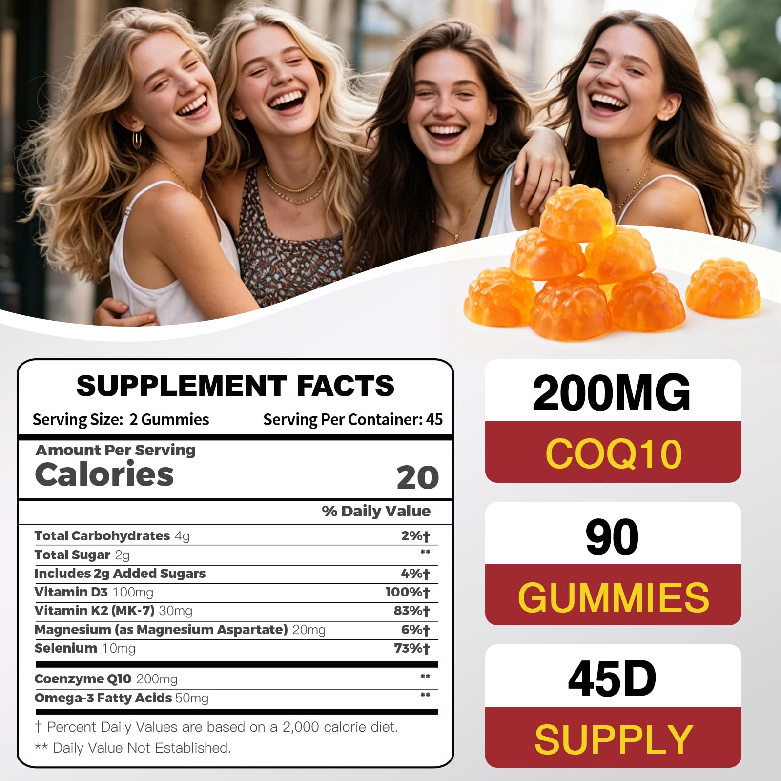 Orange flavour CoQ10 supplements