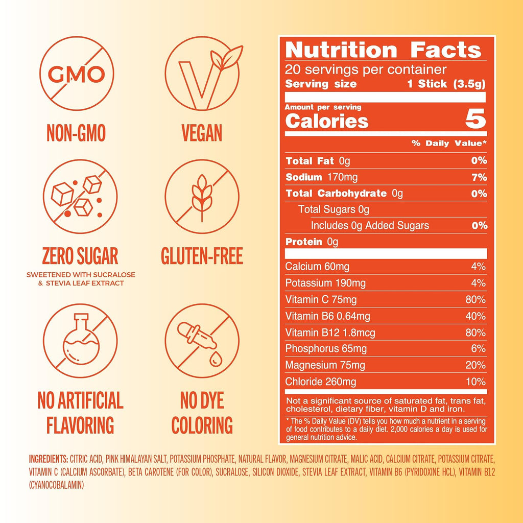 orange flavour electrolyte replacement packets
