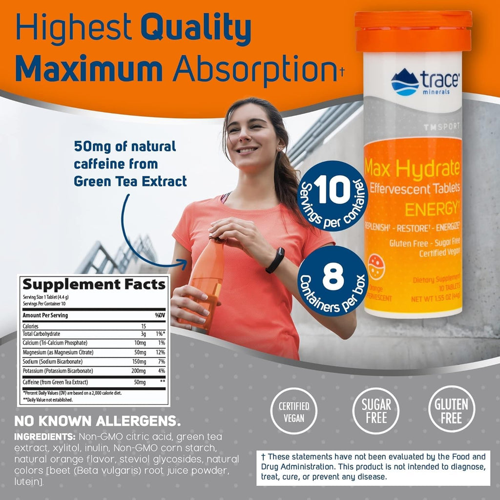 Orange flavour electrolyte tablets for energy