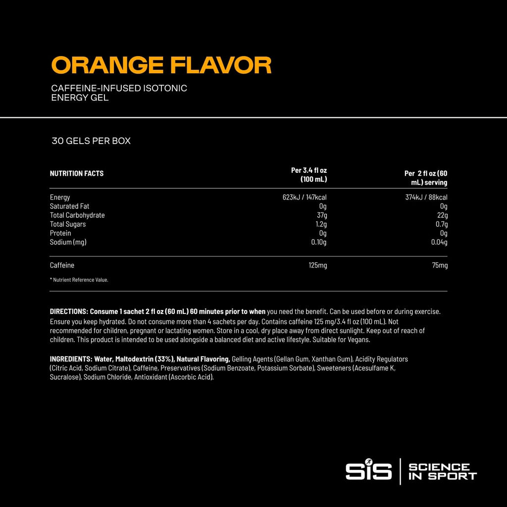 Orange flavour energy gel pack