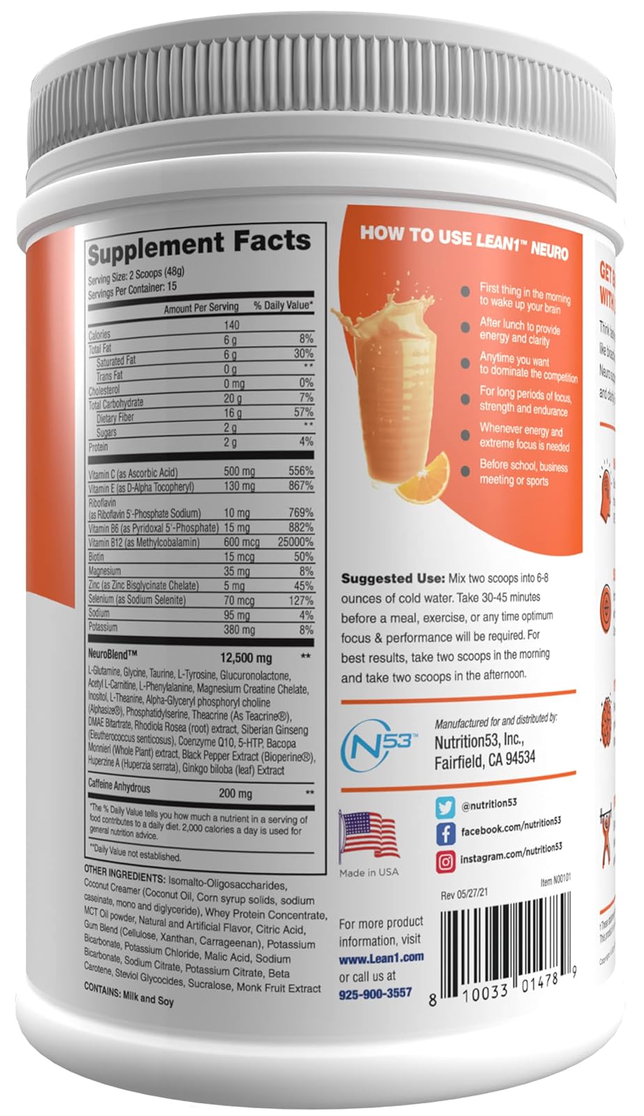 orange flavour mental energy supplement
