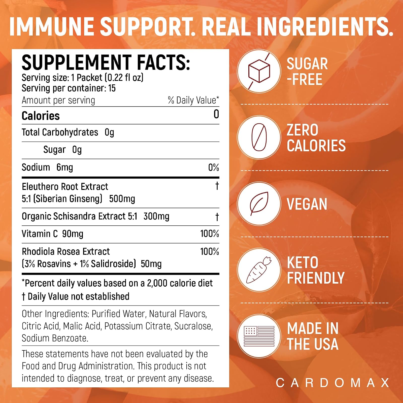 Orange flavour vitamin C packets