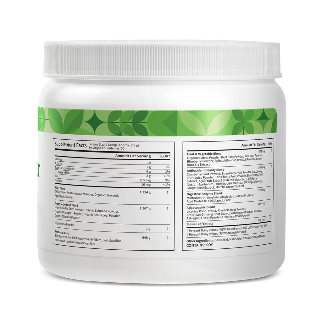 orange flavour wellness greens powder