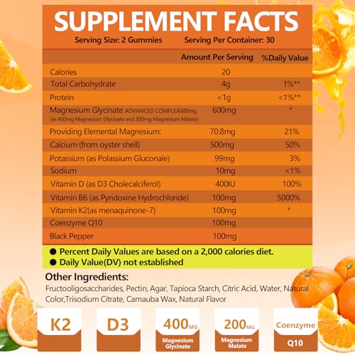 Orange flavoured magnesium gummies for relaxation