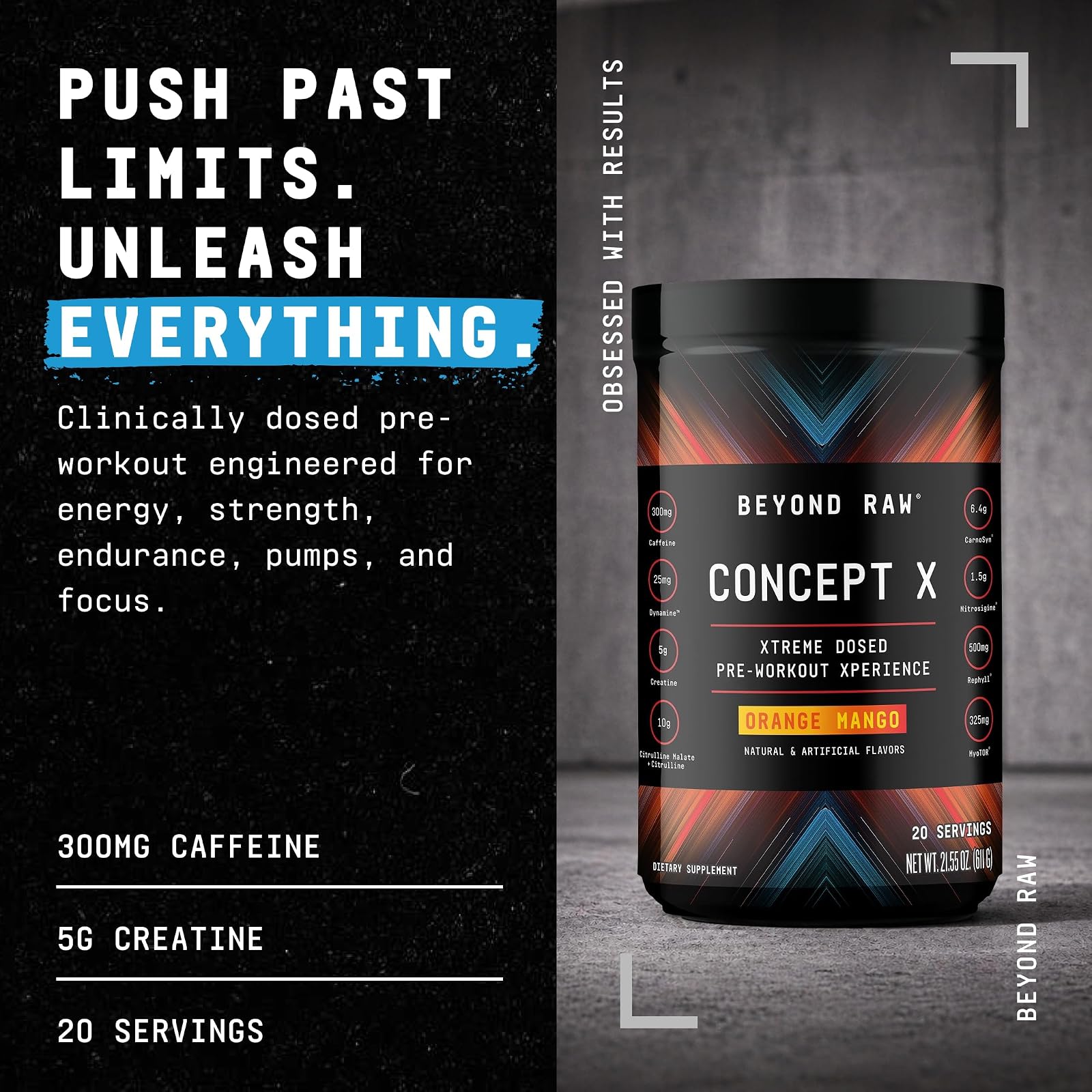 Orange mango pre-workout supplement