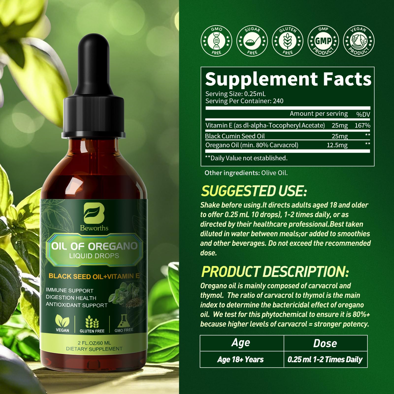 Oregano oil for digestive health