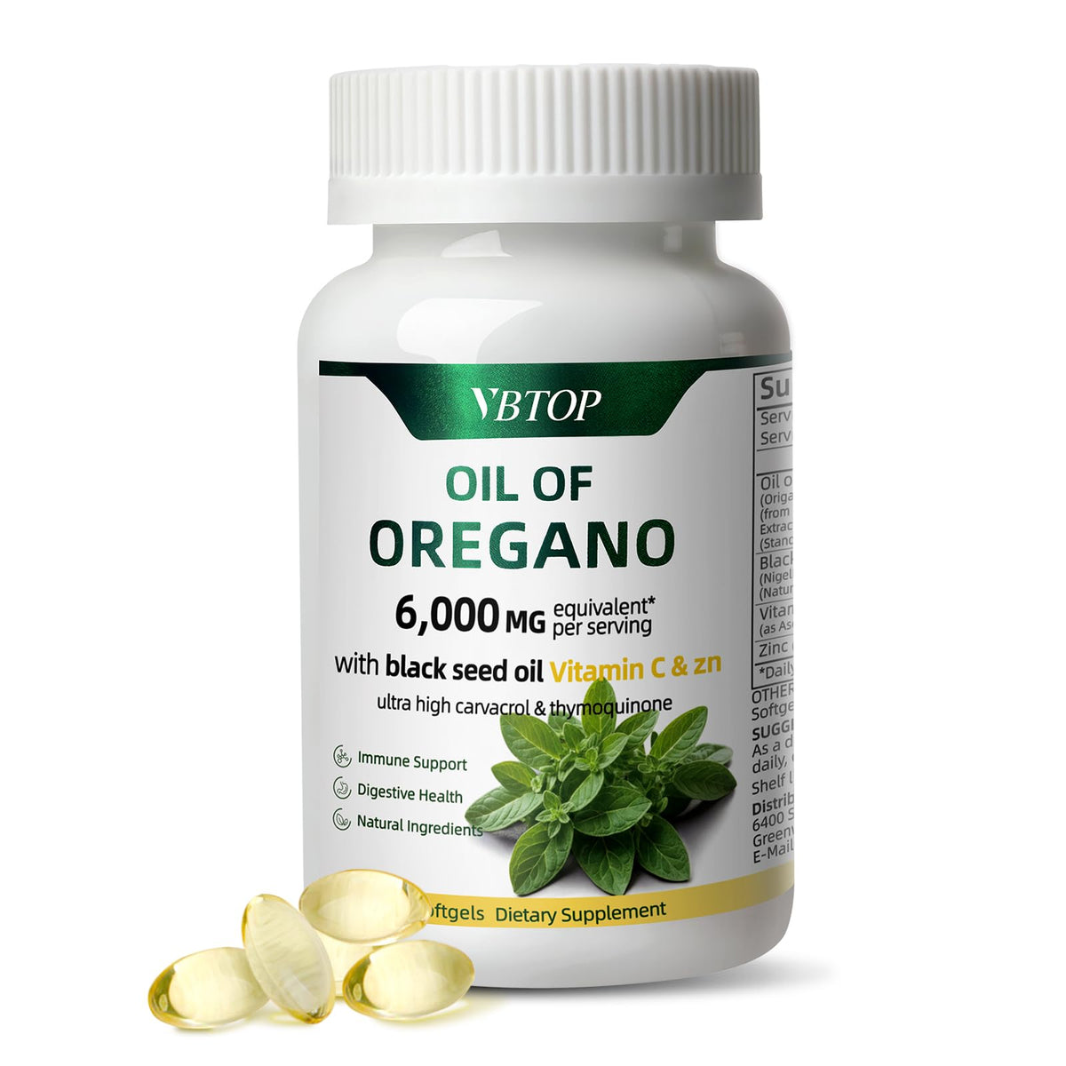 Oregano oil softgels for immune support