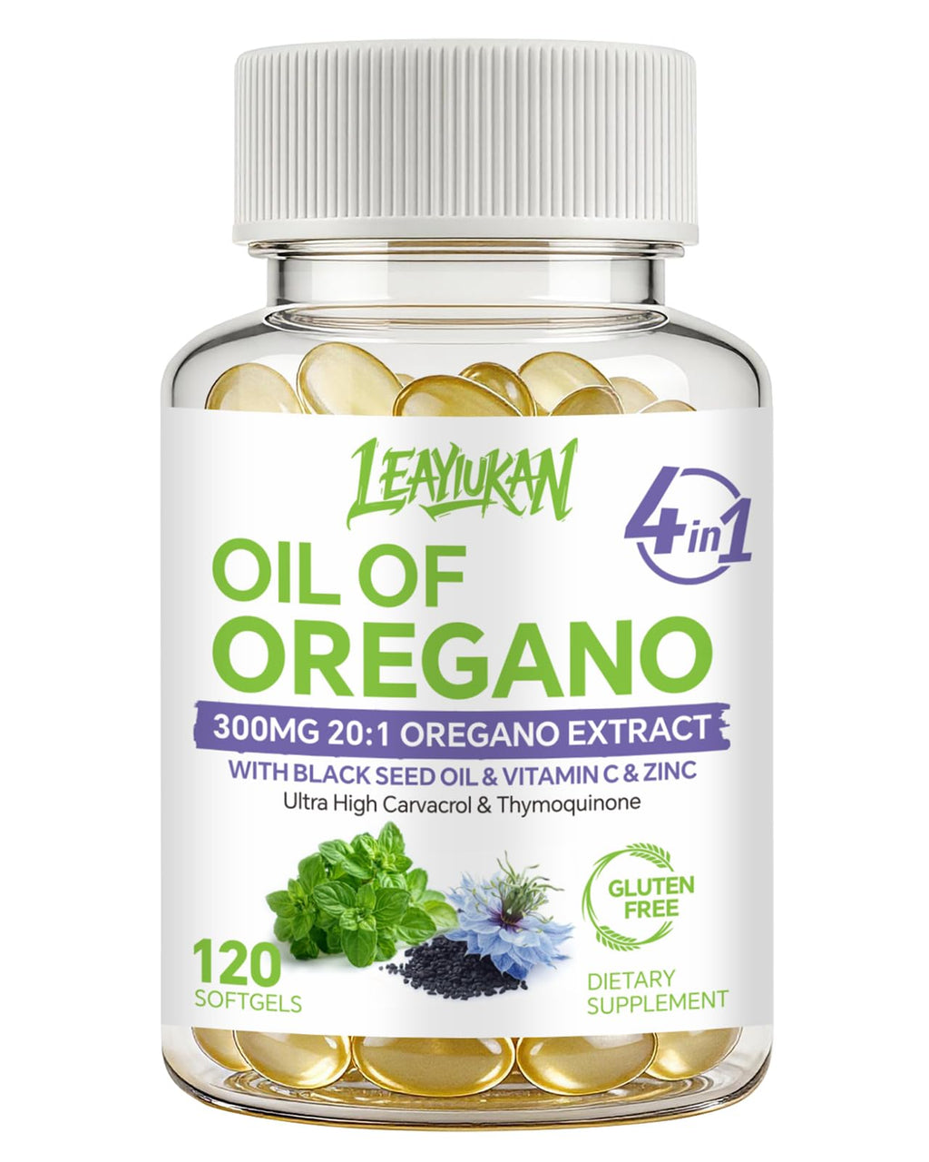 Oregano oil softgels with zinc