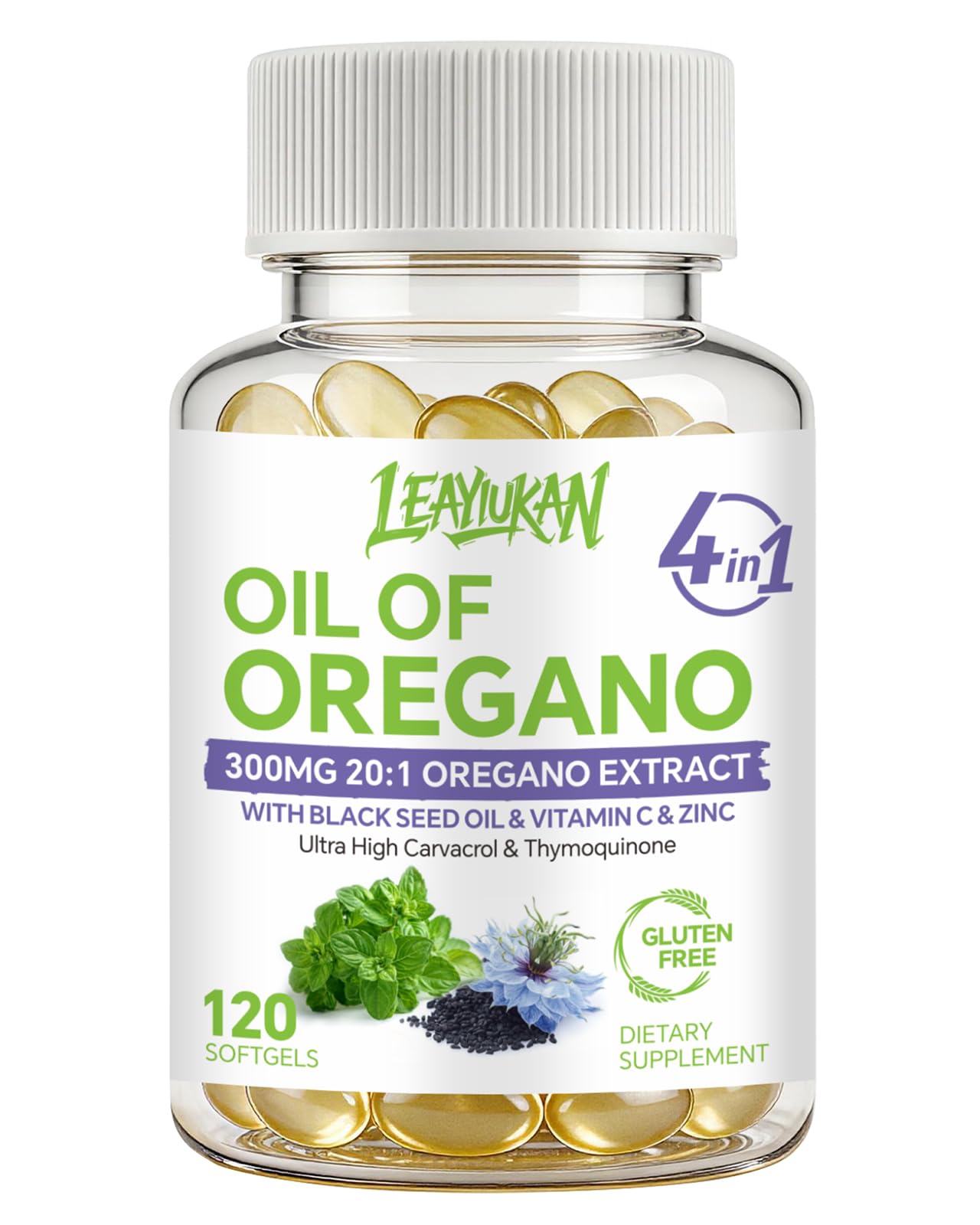 Oregano oil softgels with zinc