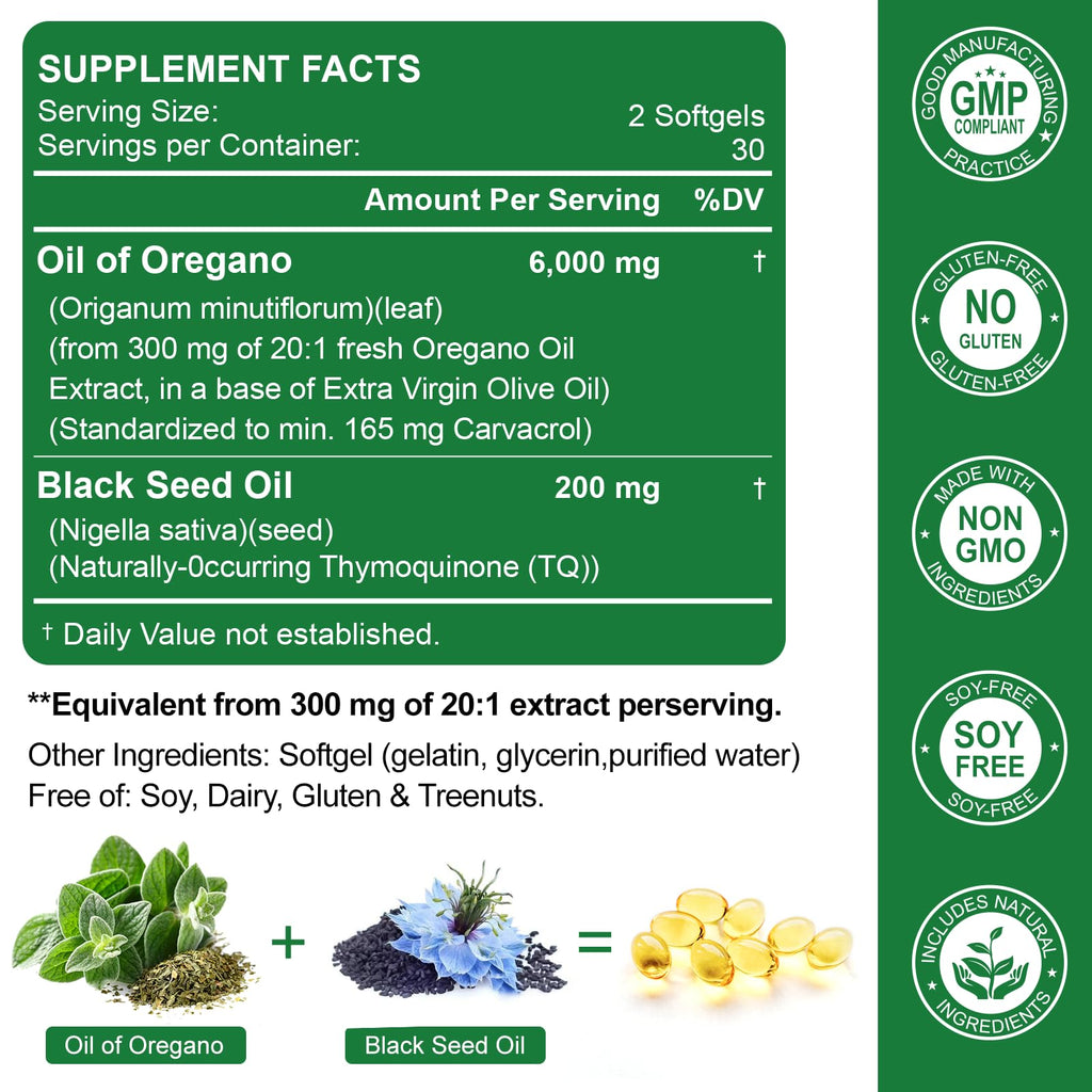 Oregano oil with black seed oil
