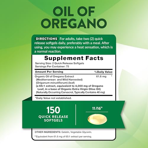 Oregano softgels for immune support