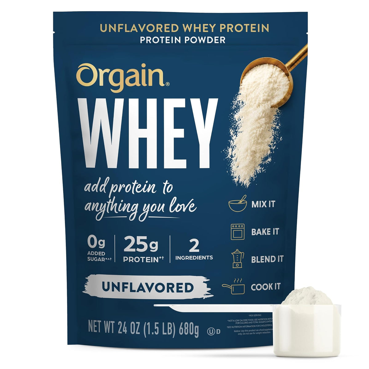 Orgain unflavored whey protein powder