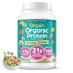 Orgain vegan protein powder fruity cereal