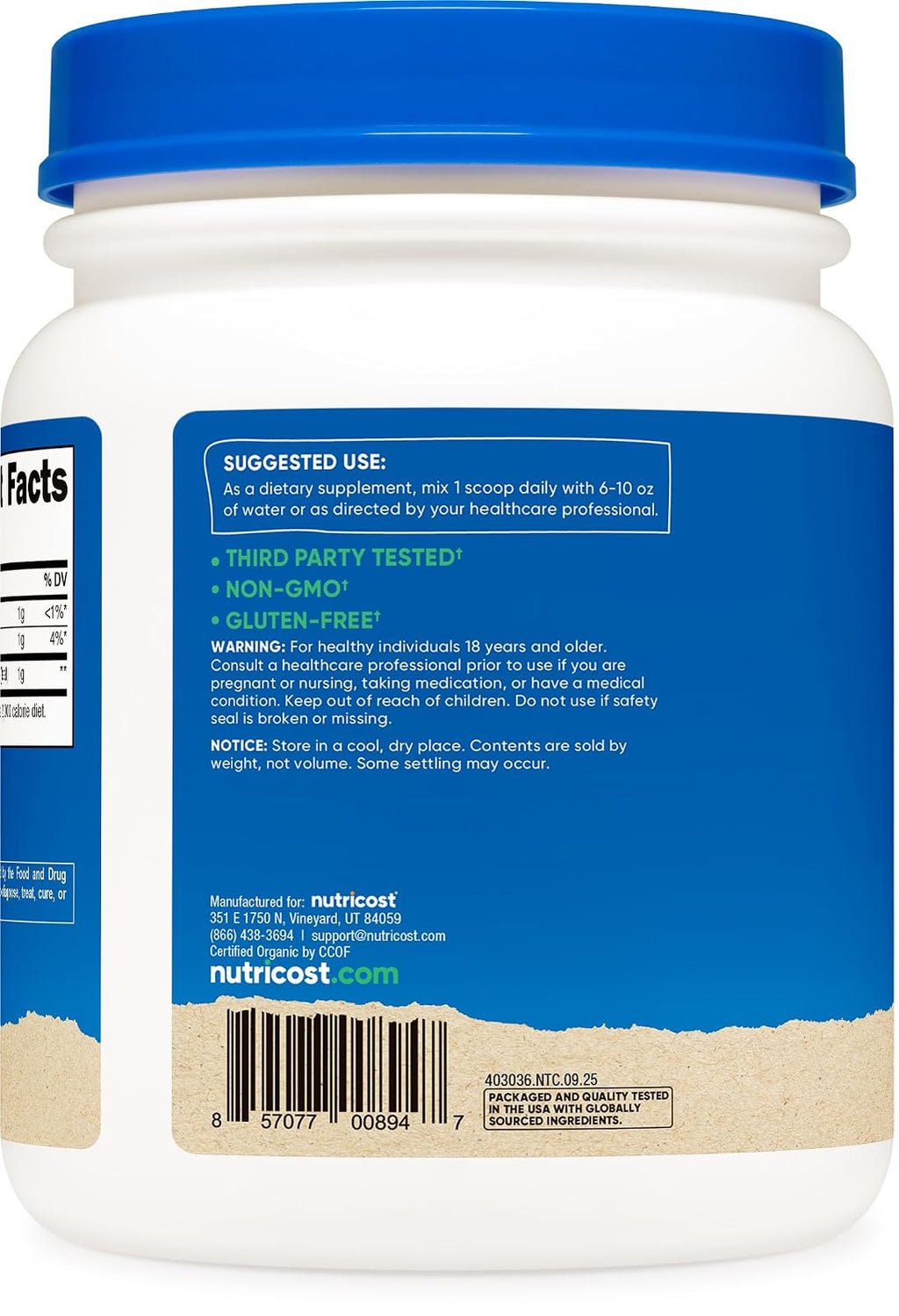 Organic alfalfa powder for vegan recipes