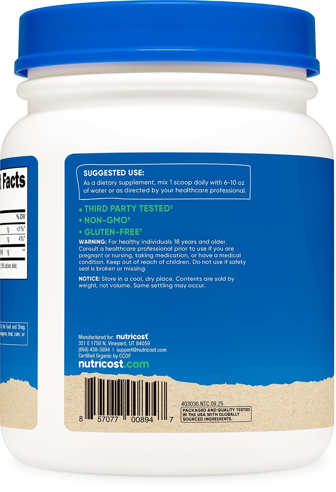 Organic alfalfa powder for vegan recipes
