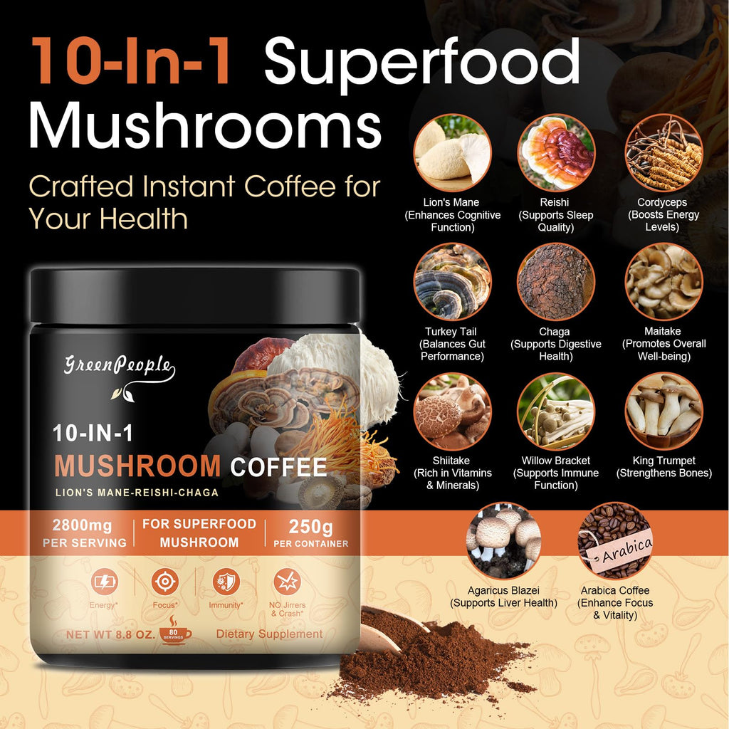 organic arabica coffee with mushrooms