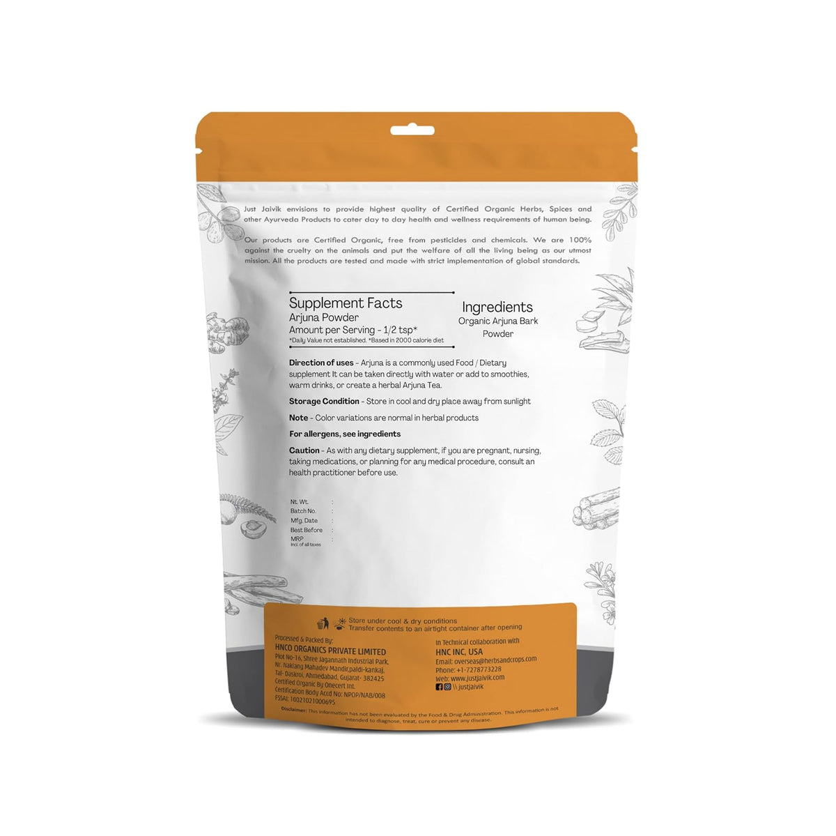 Organic Arjuna powder for heart health