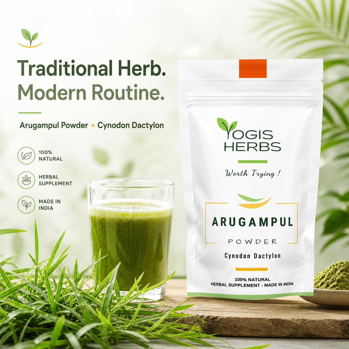 Organic Arugampul Powder for wellness