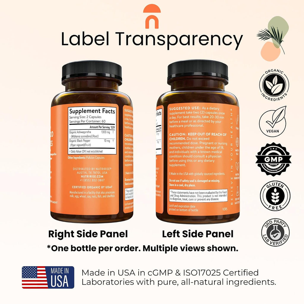 Organic ashwagandha 1300 mg for wellness