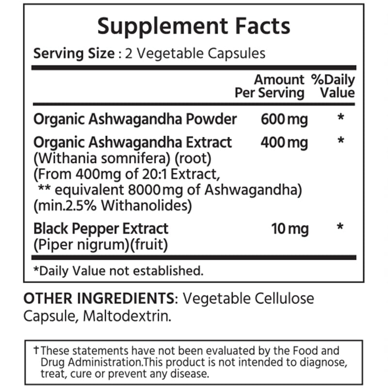 organic ashwagandha capsules for stress relief