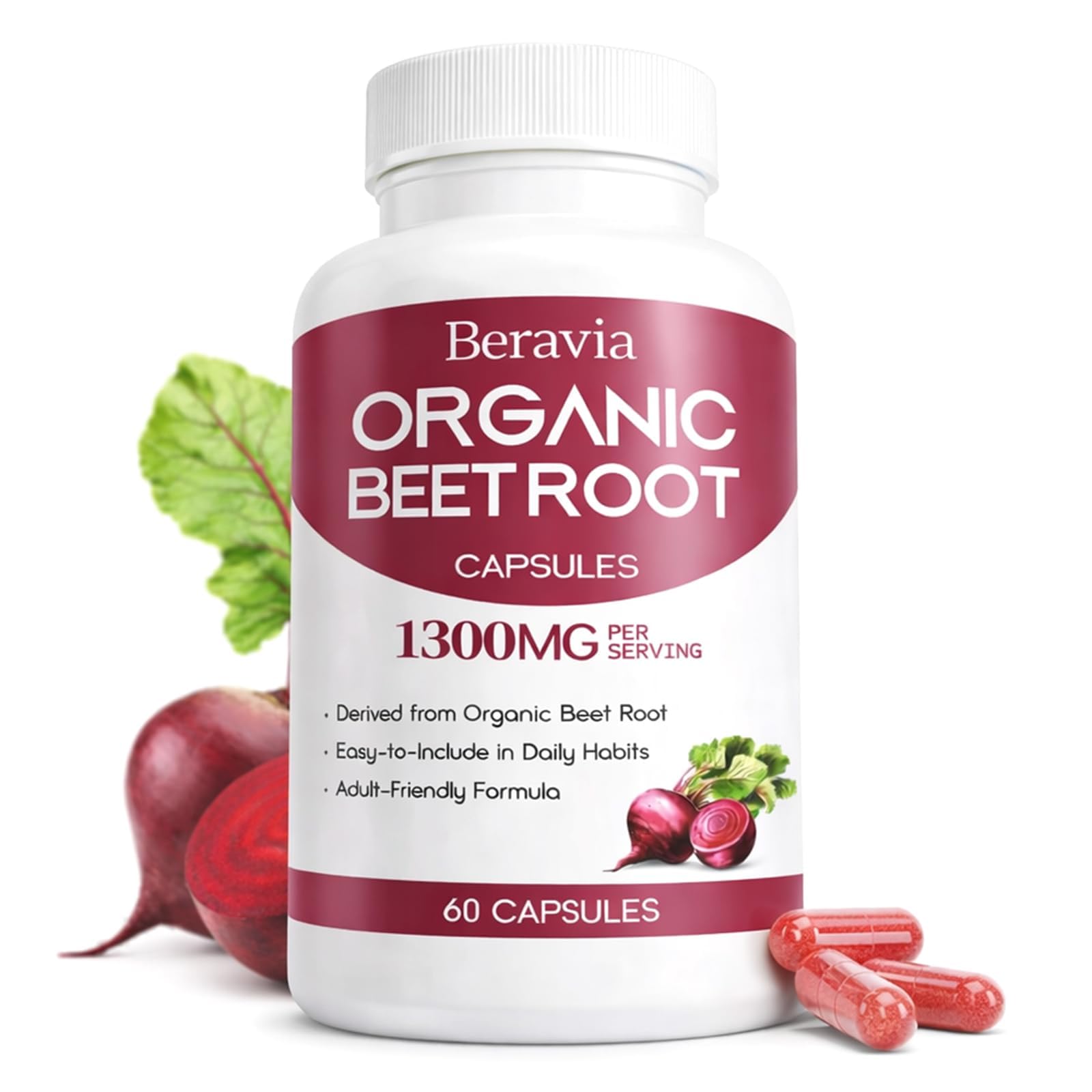 Organic beet root capsules for energy
