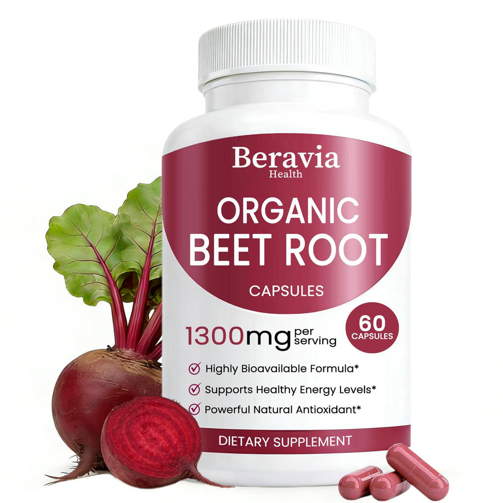 Organic beet root capsules for energy