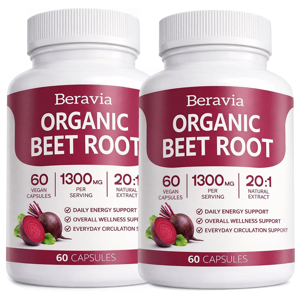 Organic beet root capsules for energy