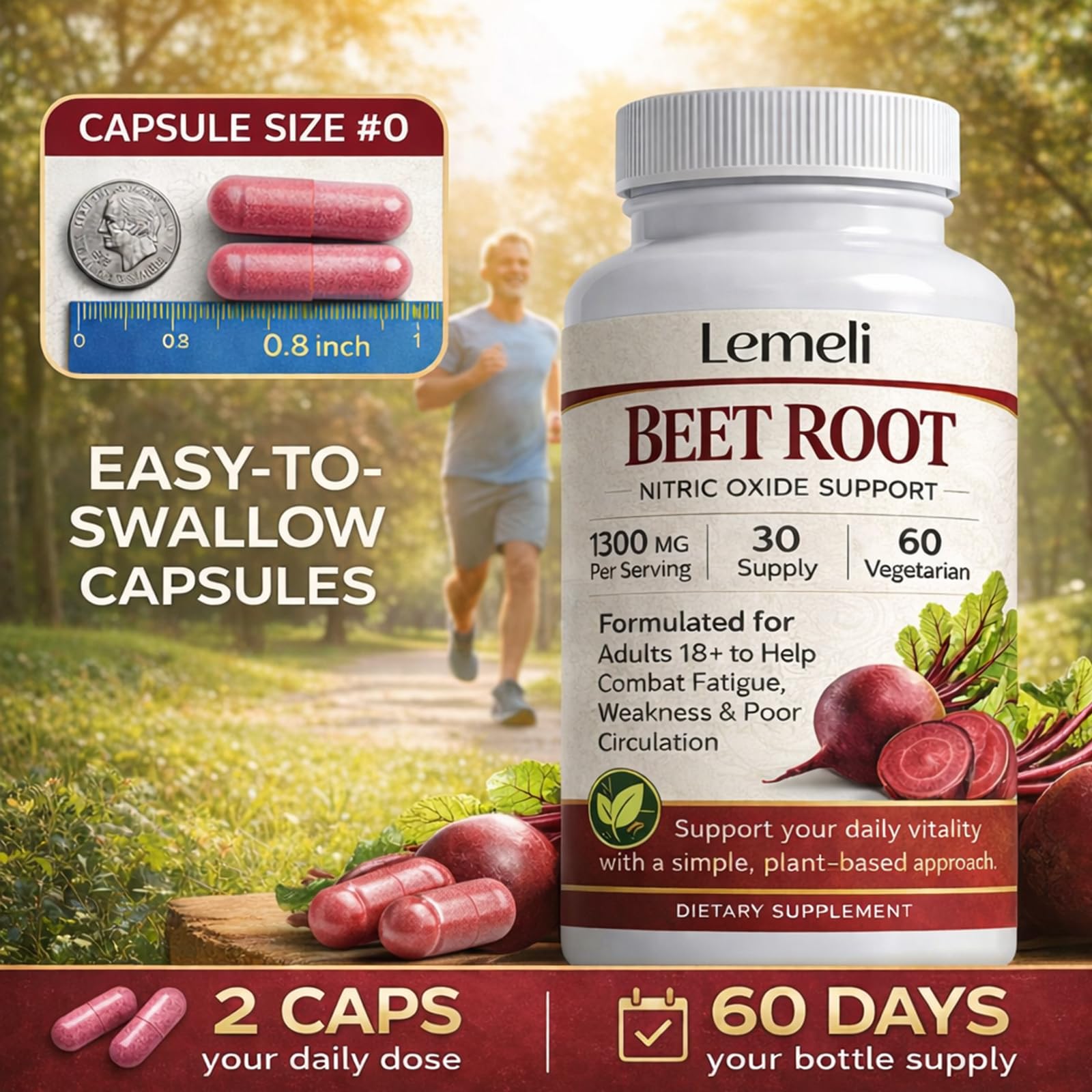 Organic beetroot capsules for detox support