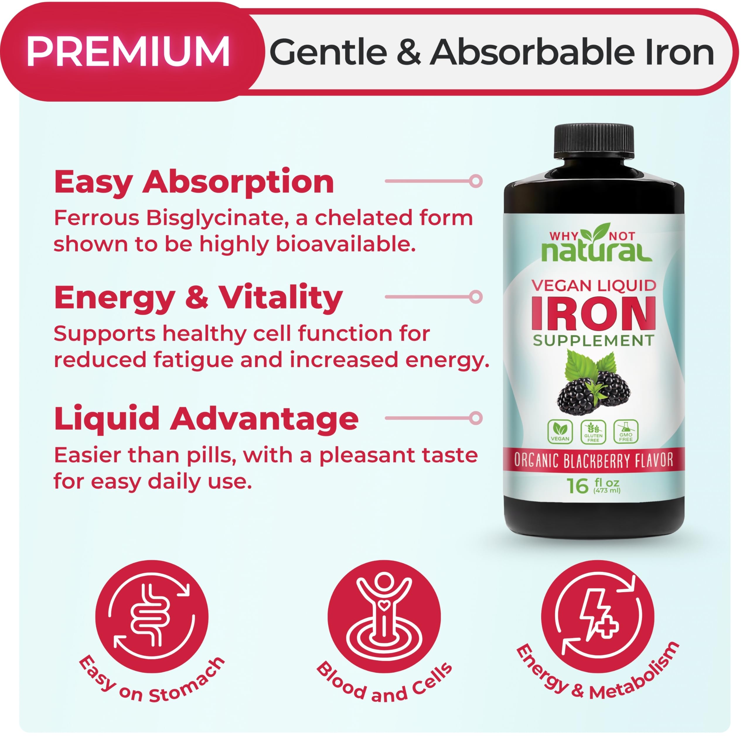 organic blackberry flavour iron liquid