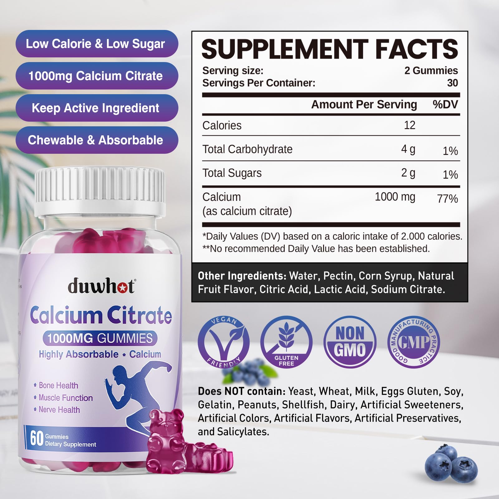 organic blueberry flavoured calcium chews