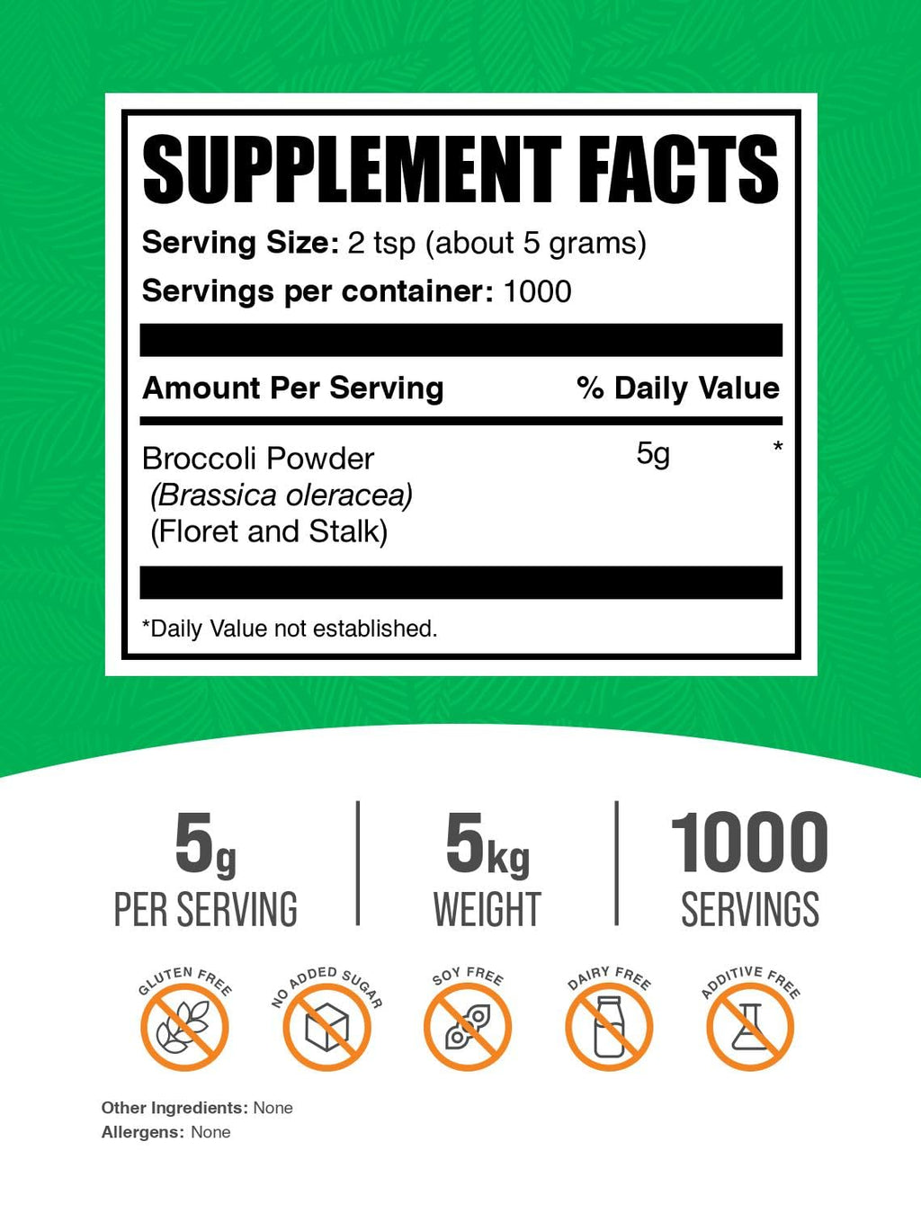 Organic broccoli powder for health benefits