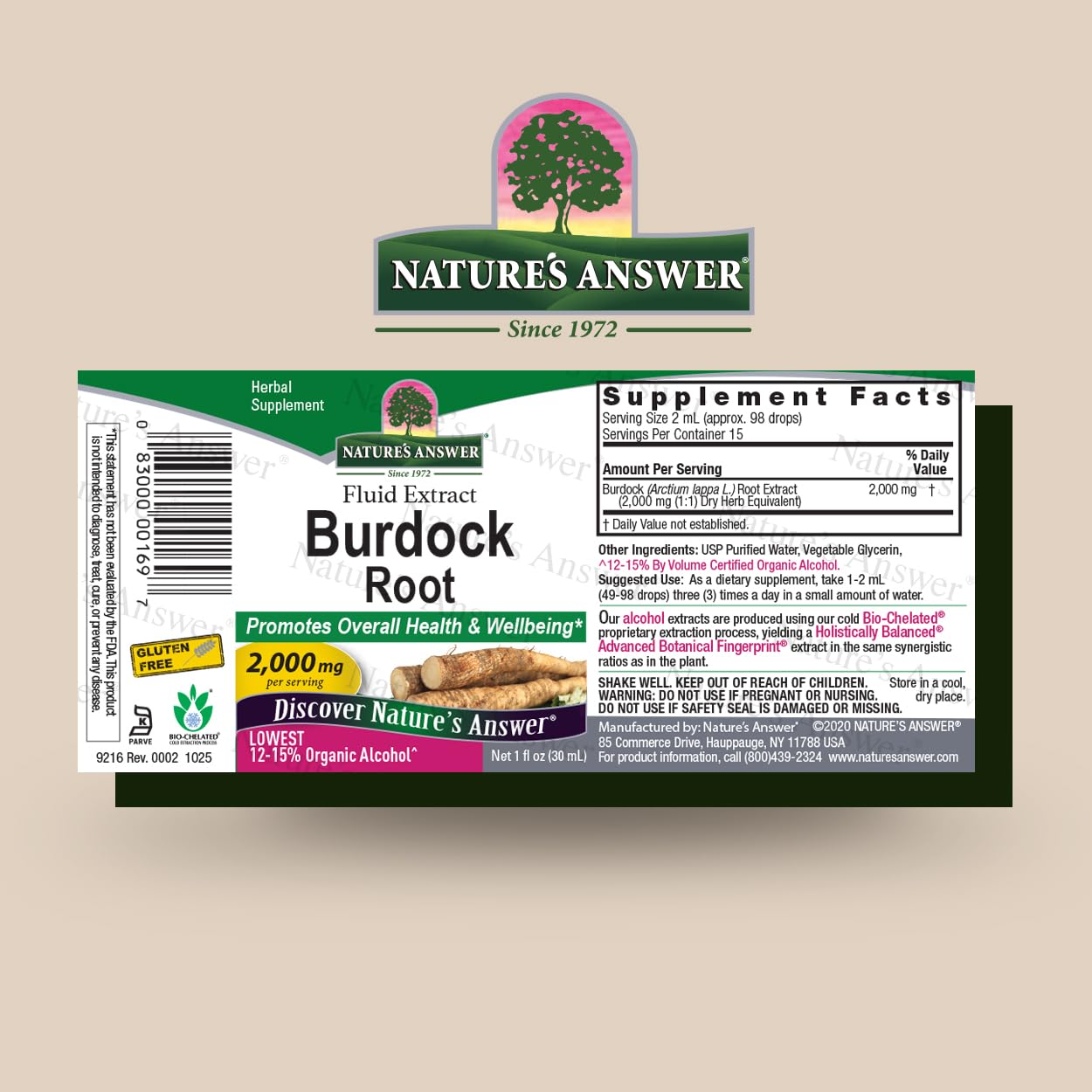 organic burdock root herbal remedy
