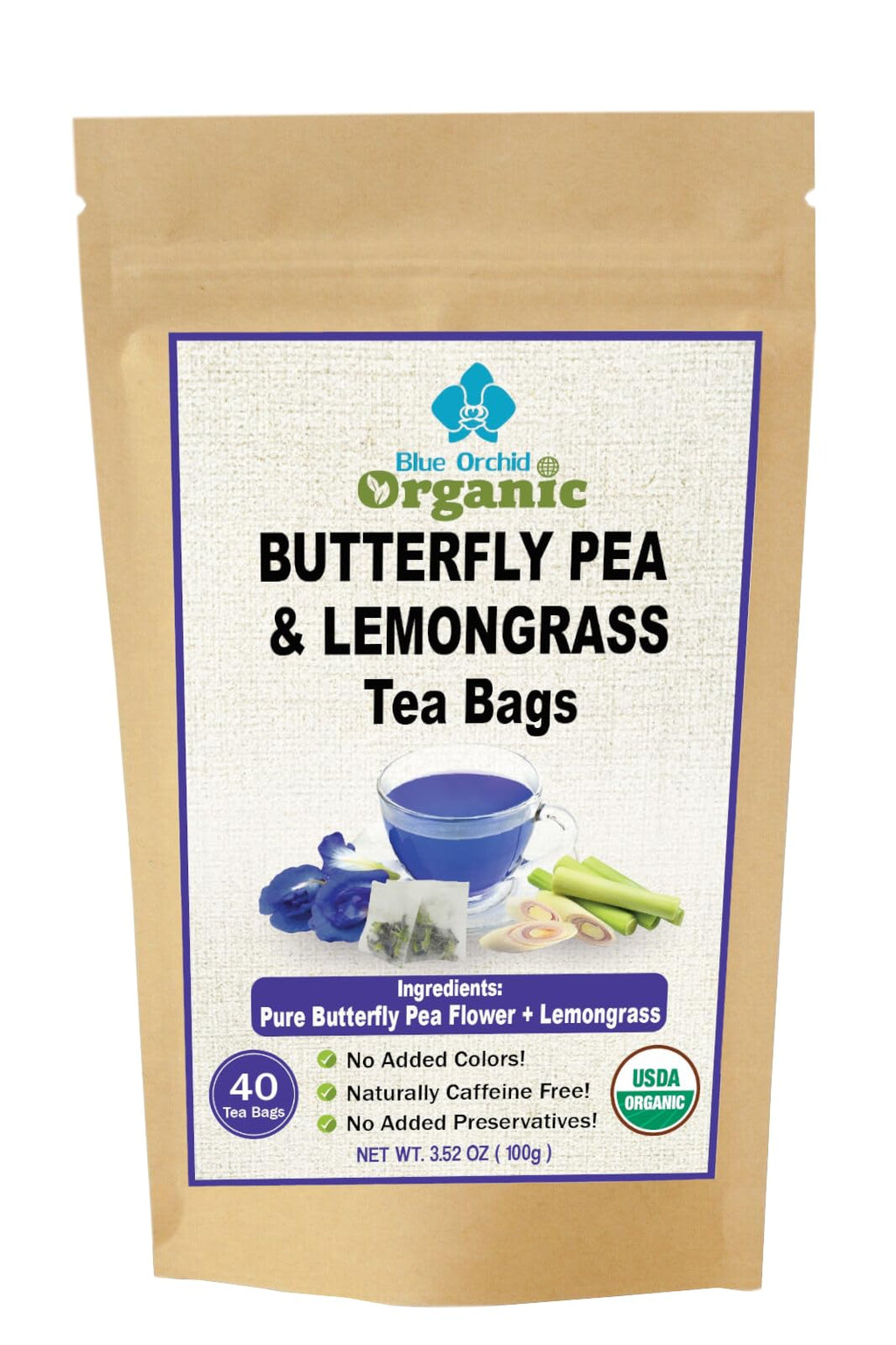 organic butterfly pea flower tea sachets
