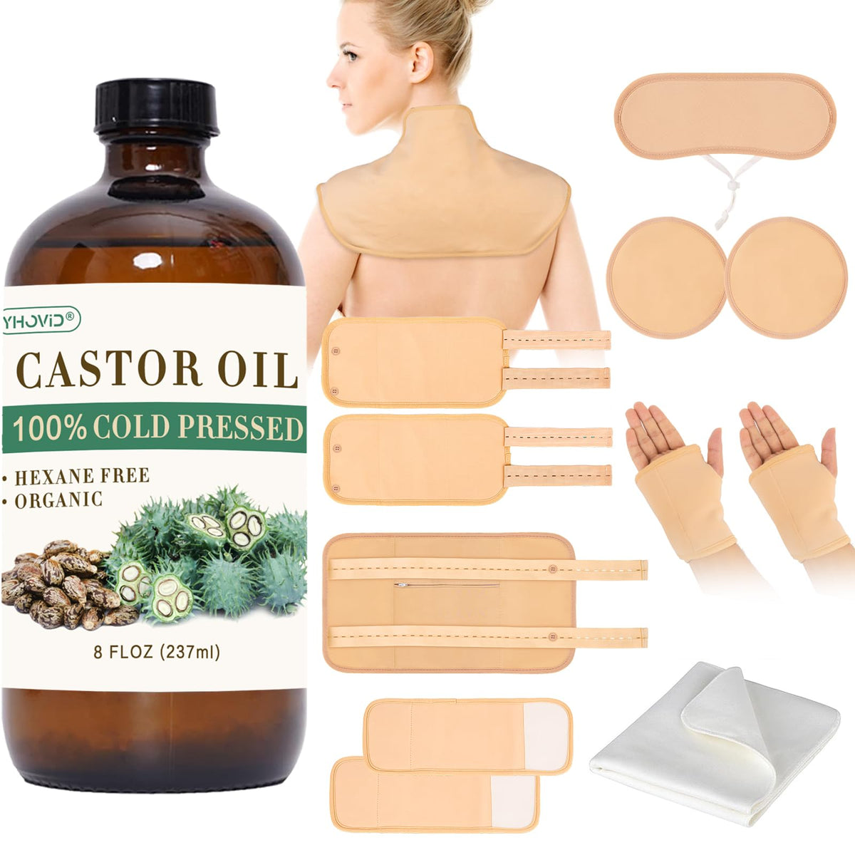 Organic castor oil pack kit