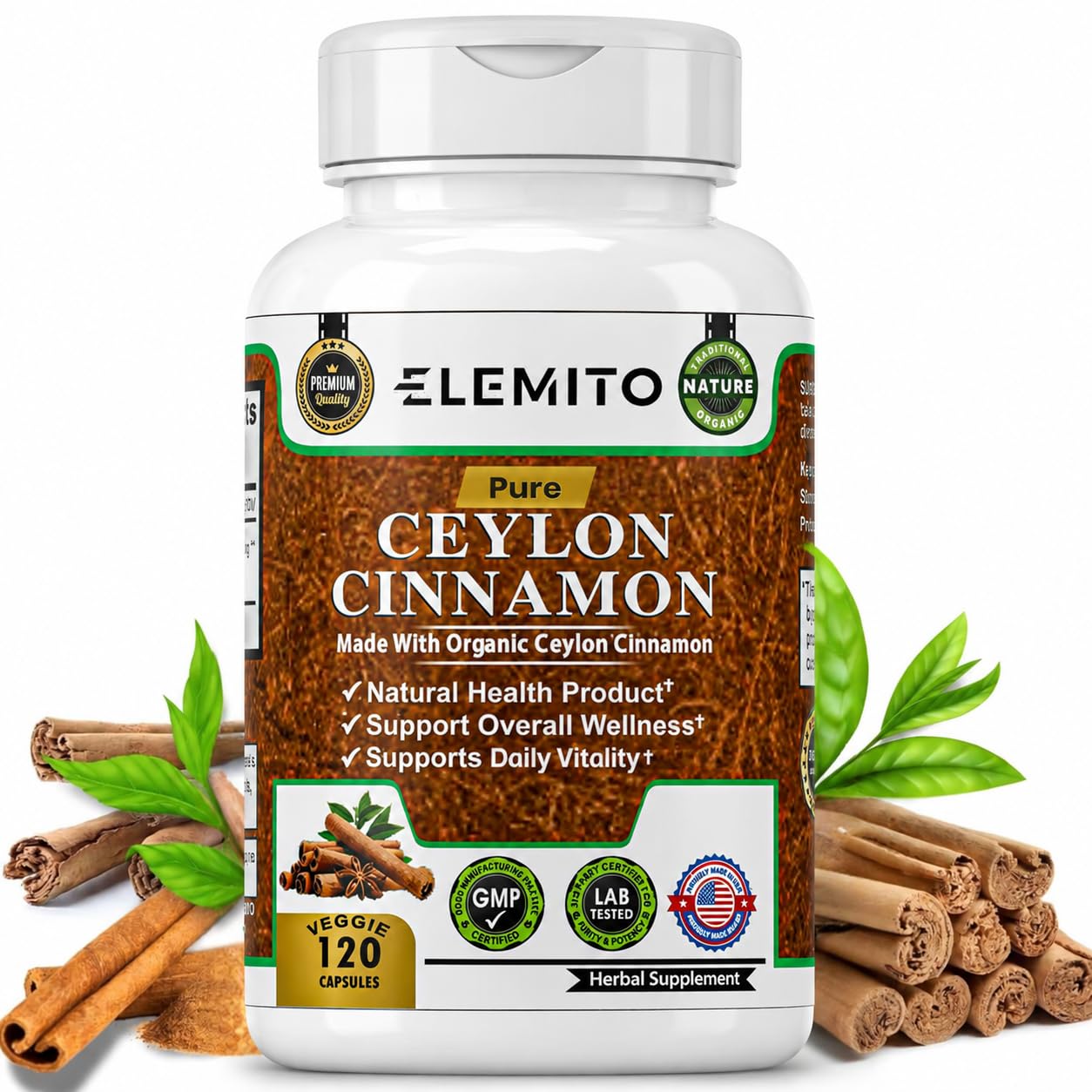 Organic Ceylon cinnamon capsules for health