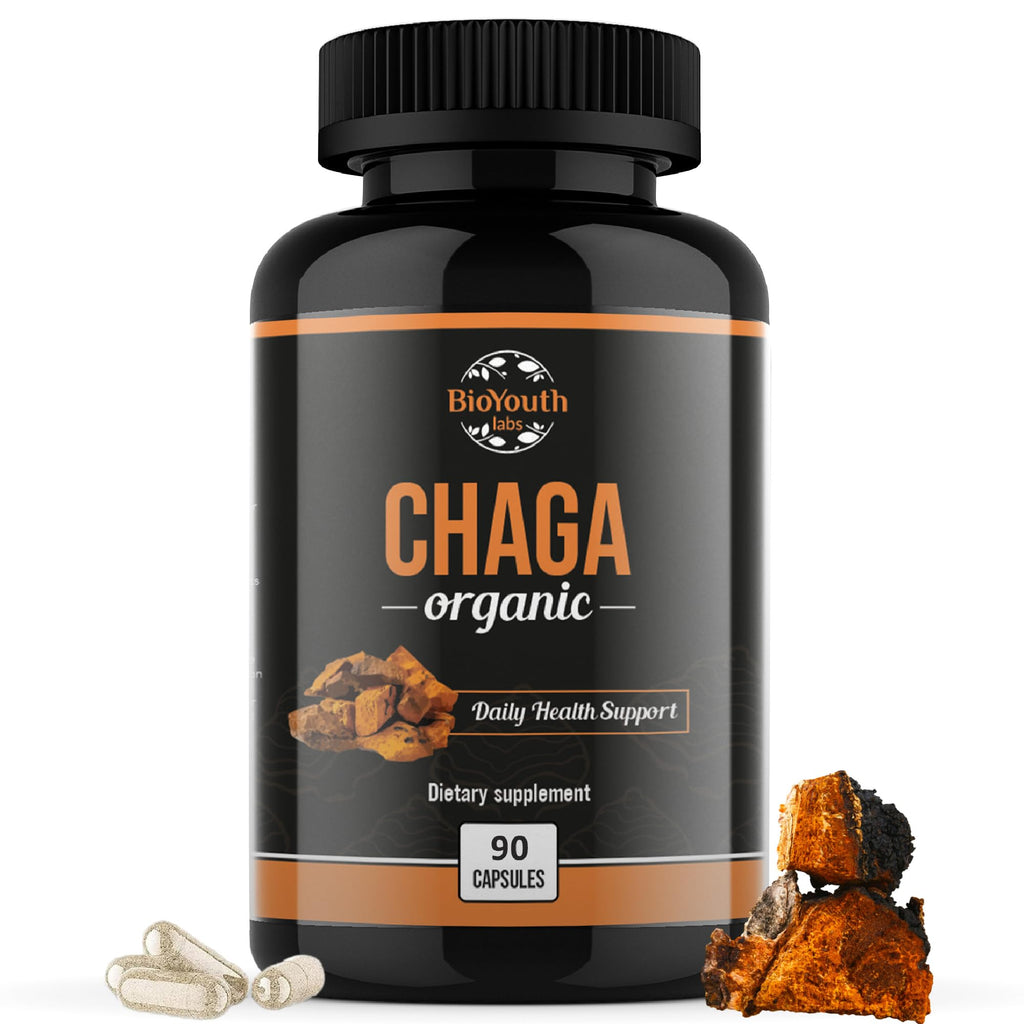 Organic chaga mushroom capsules for immunity