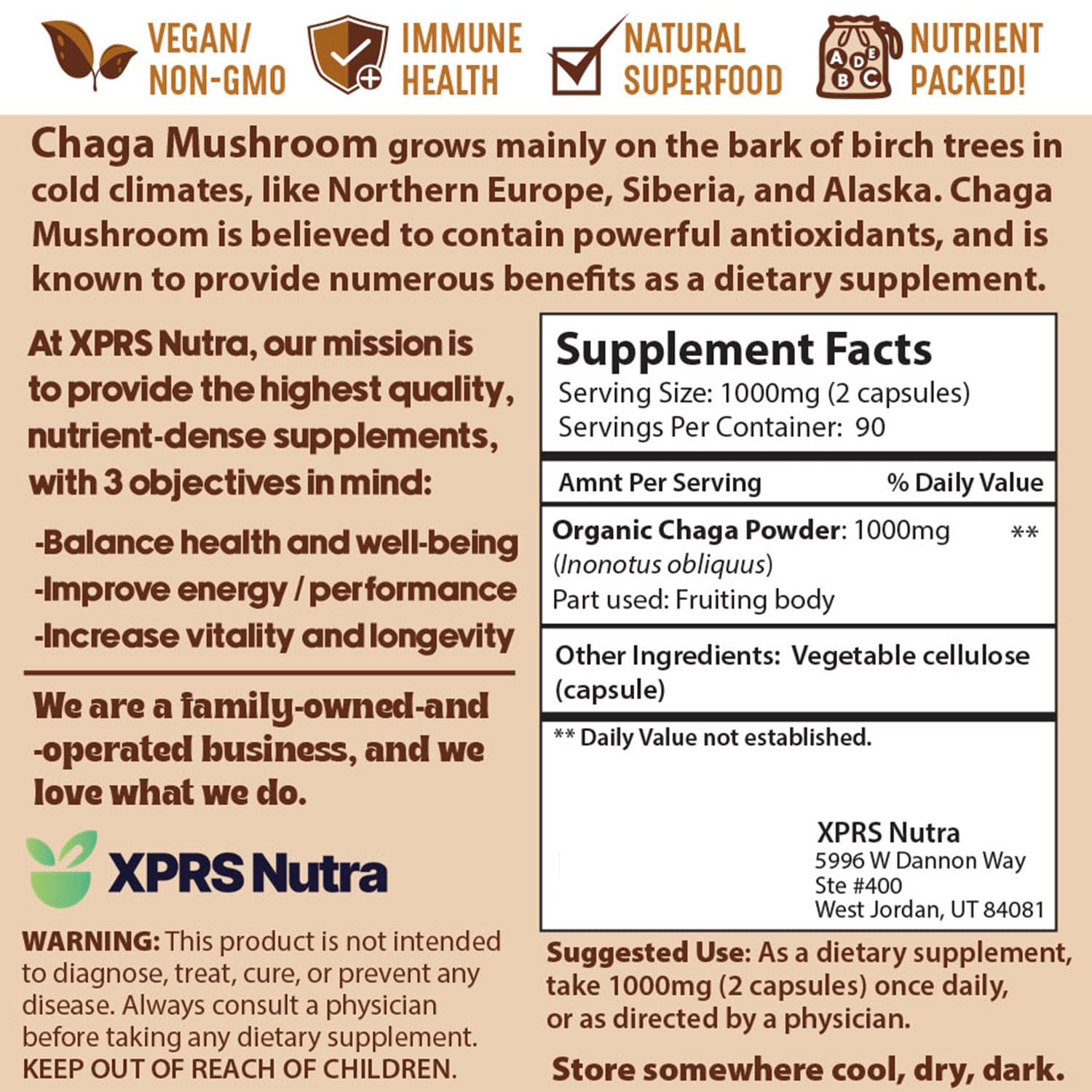 Organic chaga mushrooms for stress relief