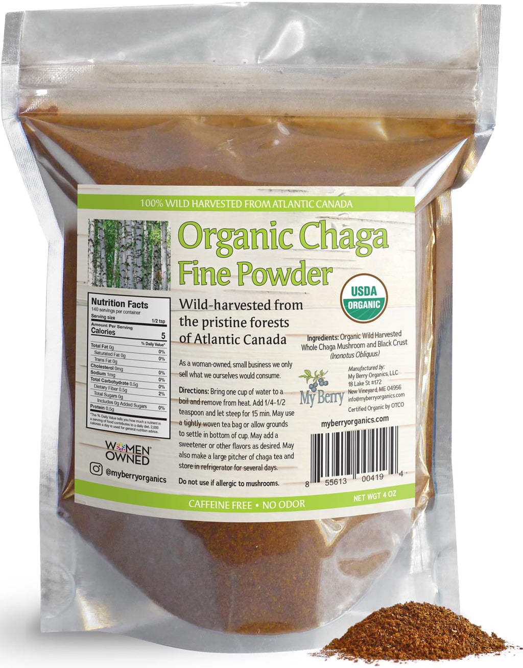 organic chaga tea loose powder