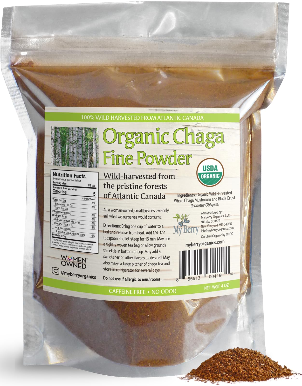 organic chaga tea loose powder