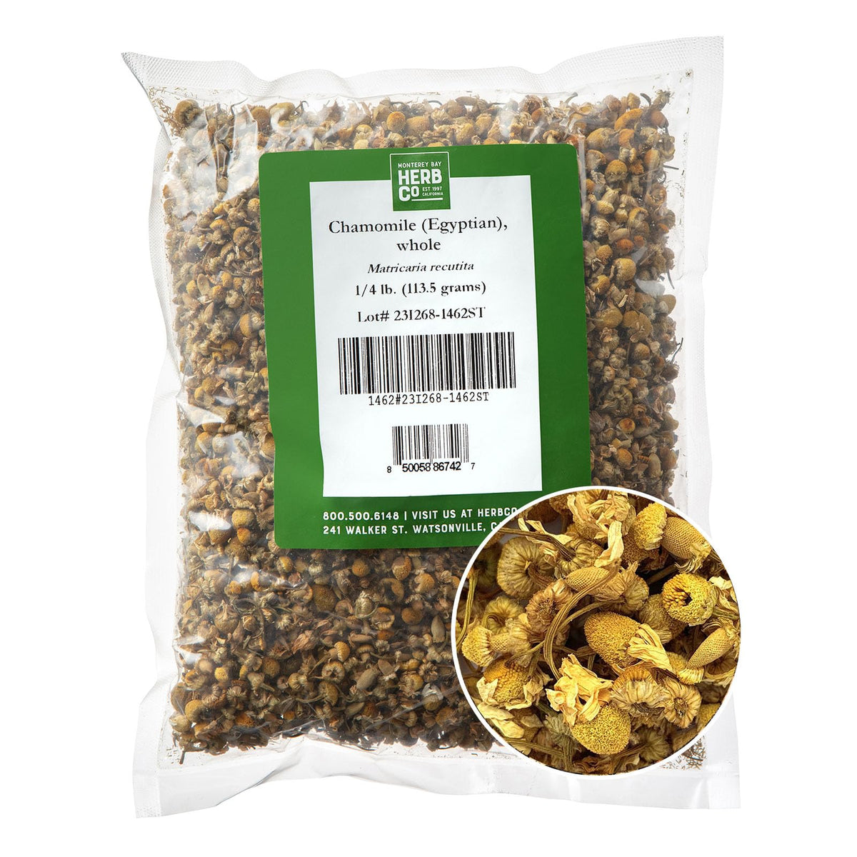 Organic chamomile flowers for tea