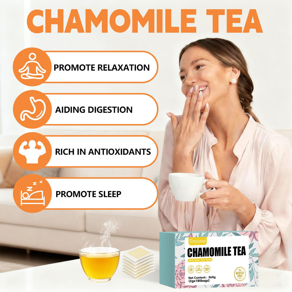 Organic chamomile tea bags for sleep support