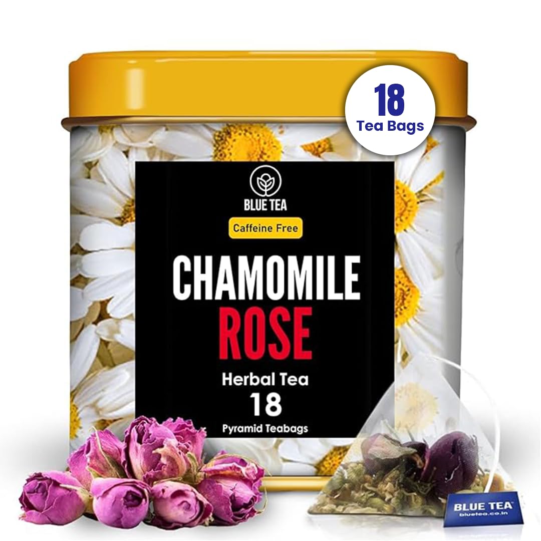 organic chamomile tea with rose