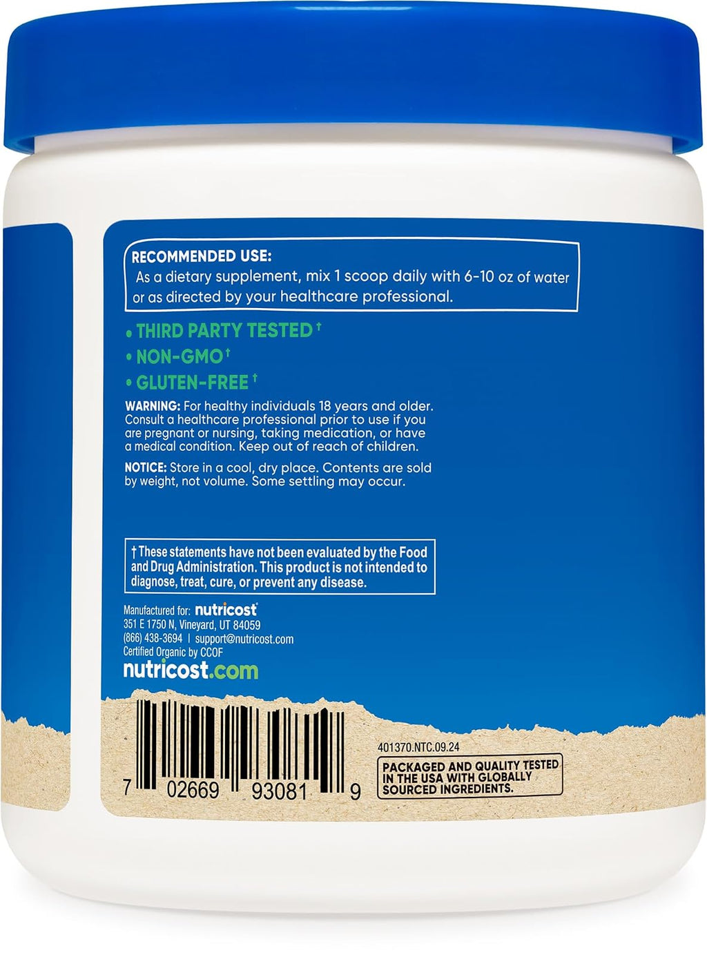 Organic chlorella powder for smoothies