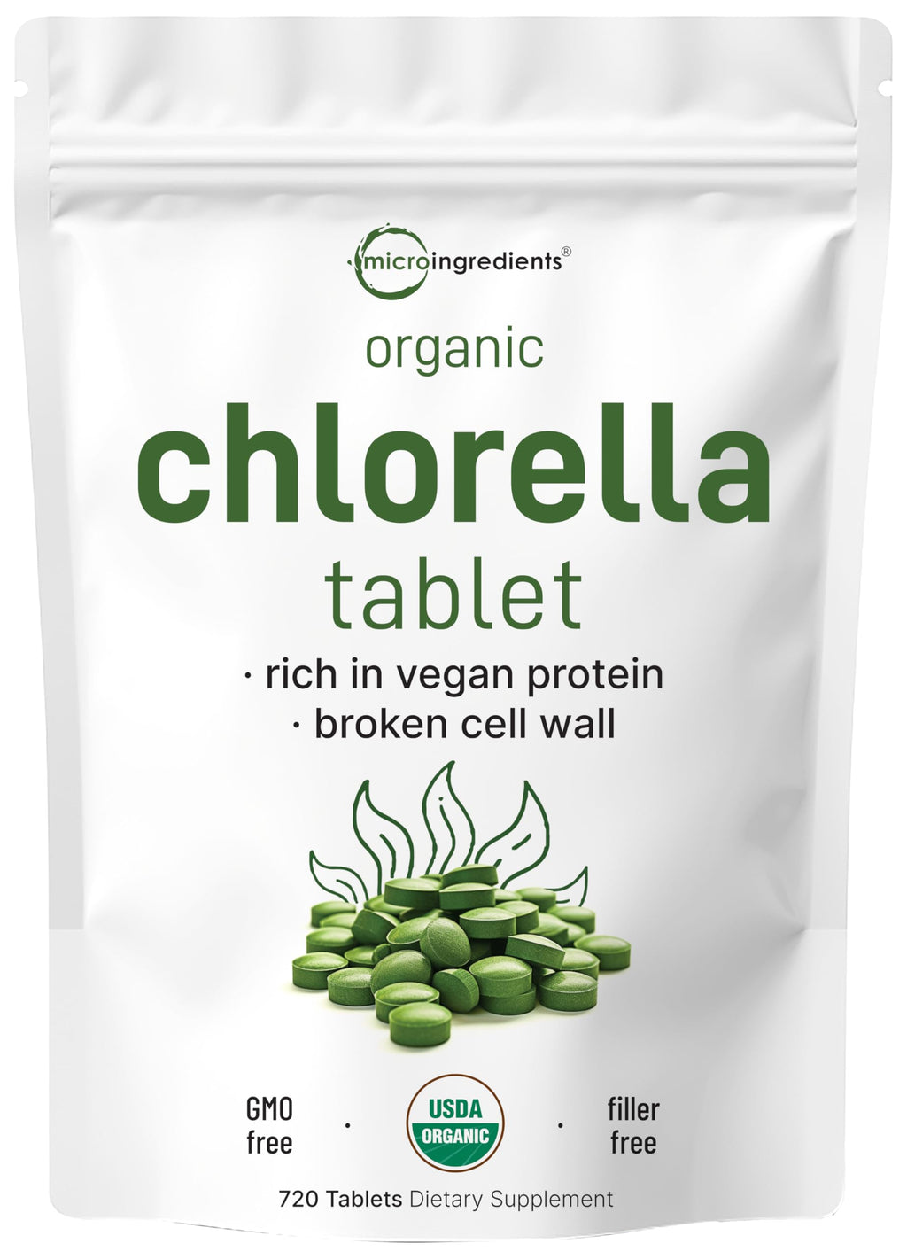 Organic chlorella tablets for vitality