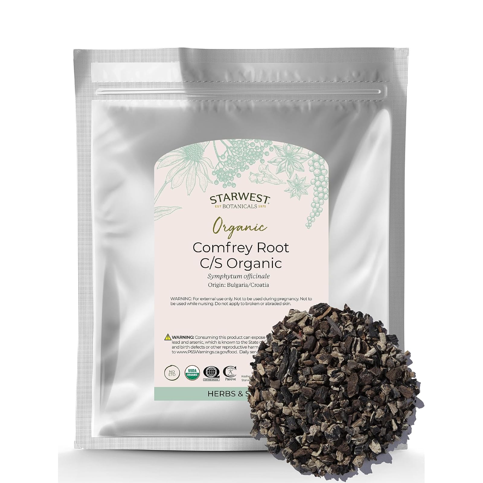 organic comfrey root for herbal remedies