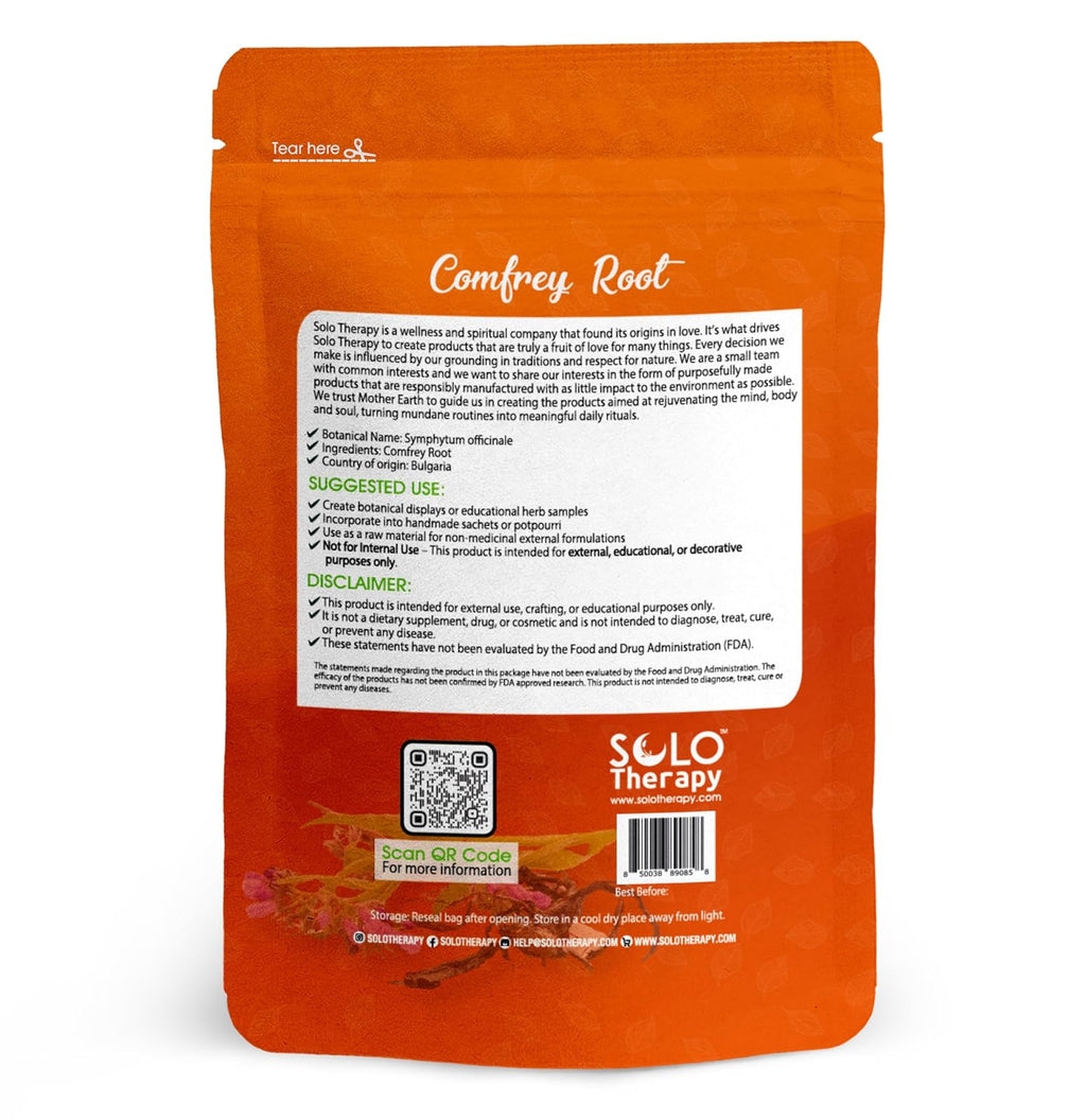 Organic comfrey root in resealable bag