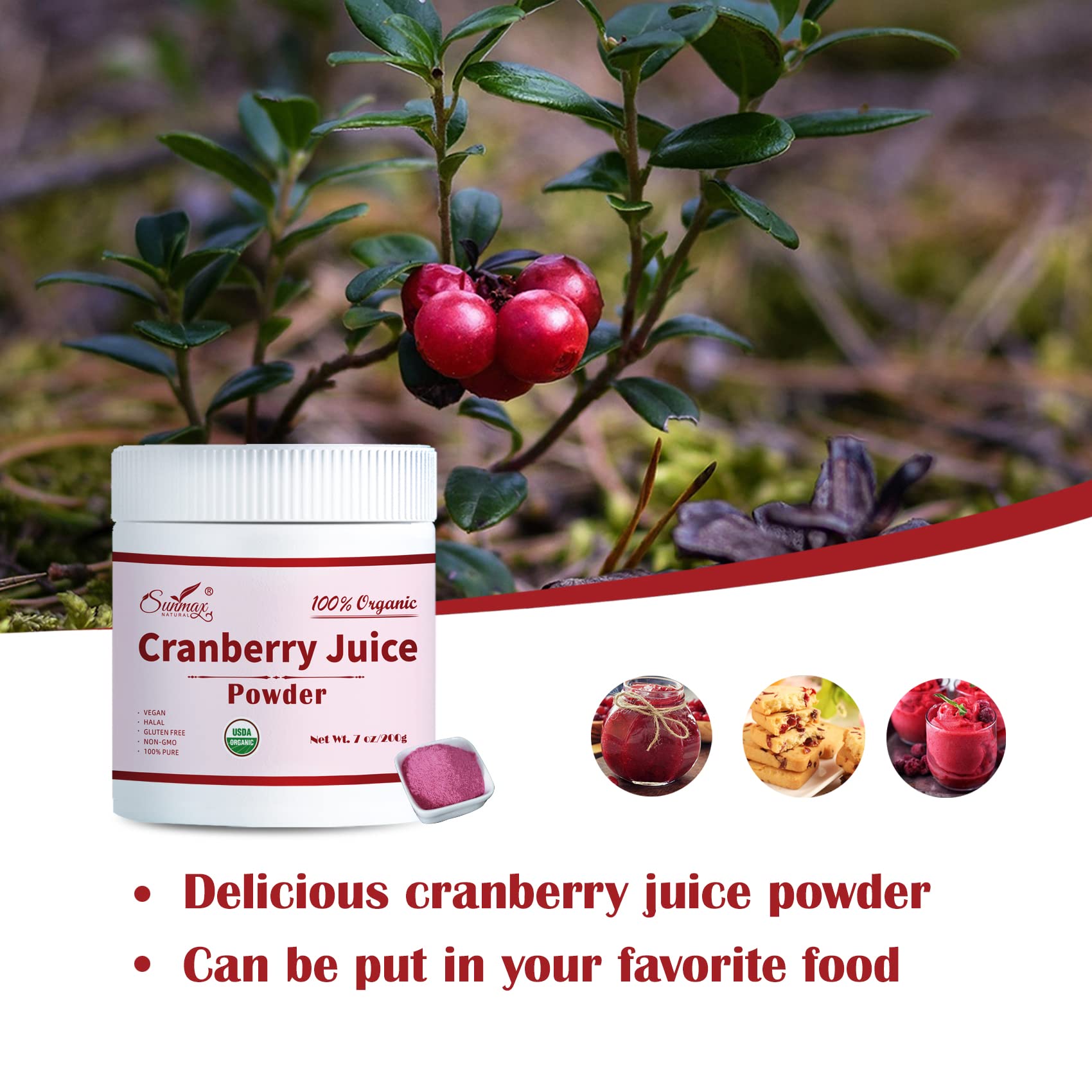 organic cranberry powder for energy