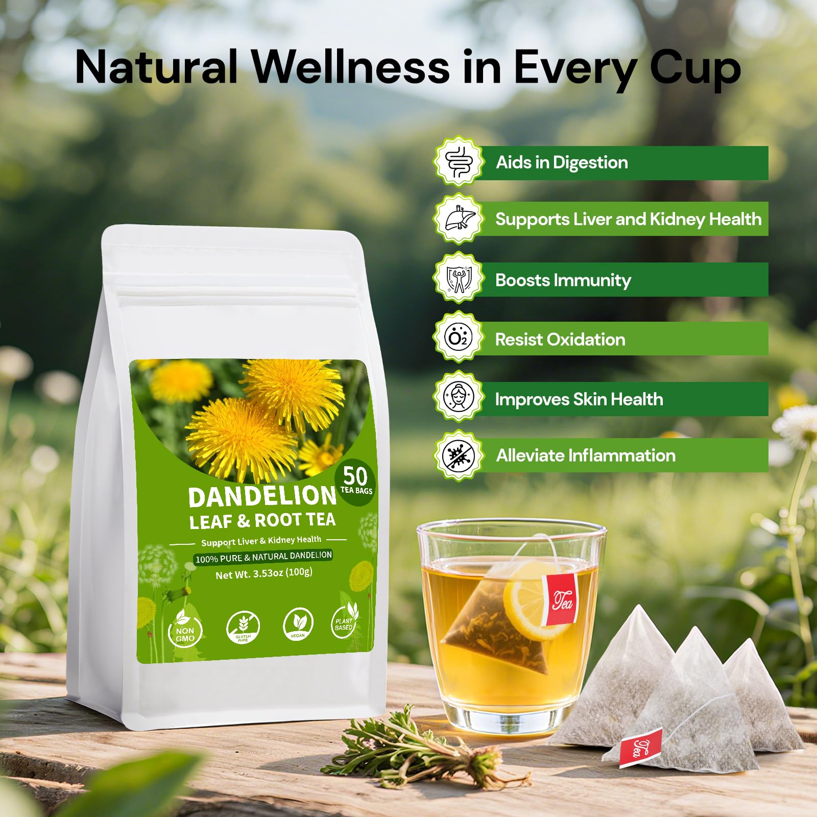 Organic dandelion leaf tea