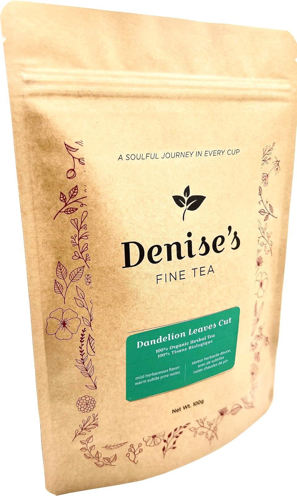 organic dandelion leaves cut tea