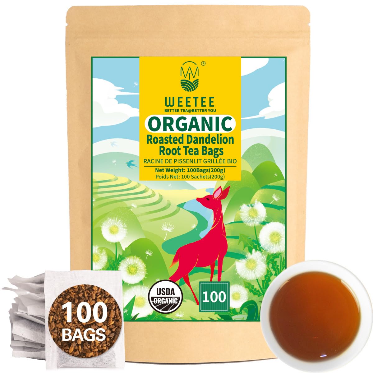 organic dandelion root tea bags